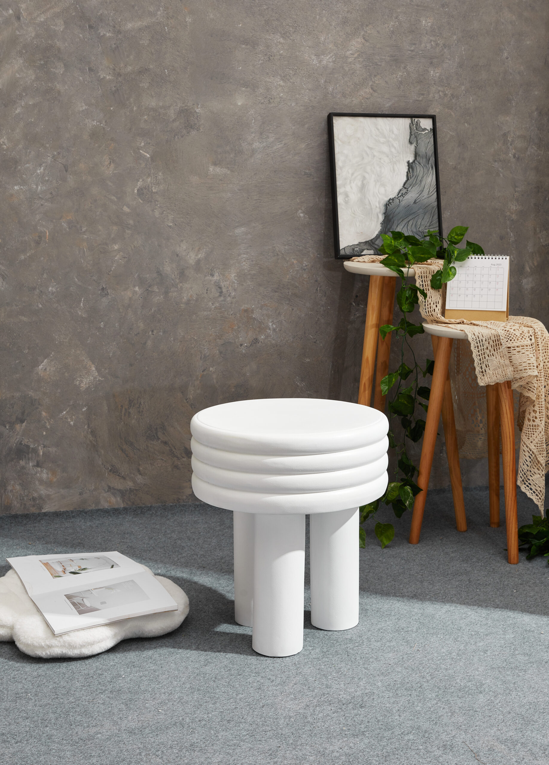 Minimalist Magnesium Oxide White Side Table 2161 | BVH Modern LED ...